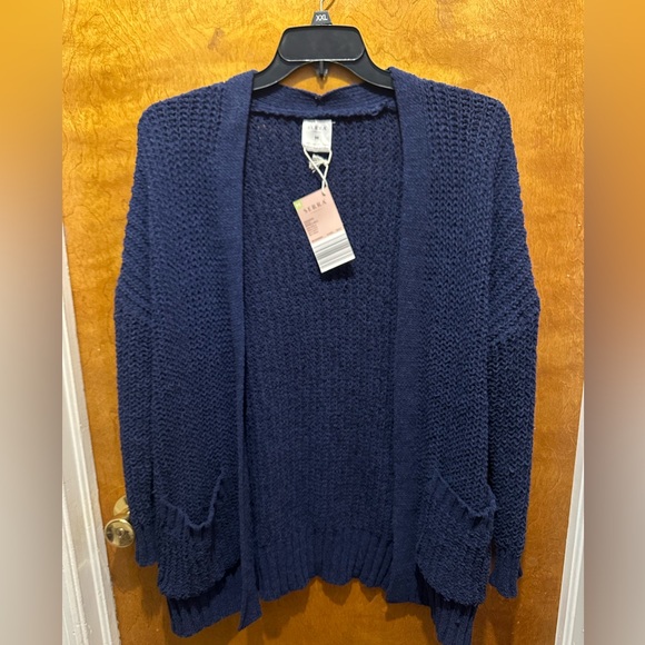 Serra | Sweaters | Aldi Serra Navy Blue Knit Cardigan Sweater Open ...